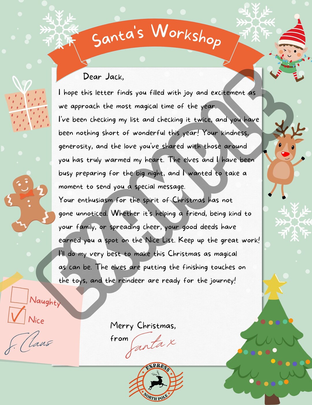YOU CUSTOMIZE - Santa Letter Instant Download - Add Your Child(s) Name ...