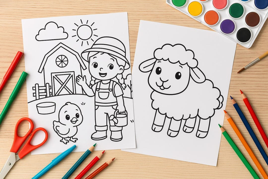 The Happy Farm – 21 Cute Printable Coloring Pages for Kids / Farm ...