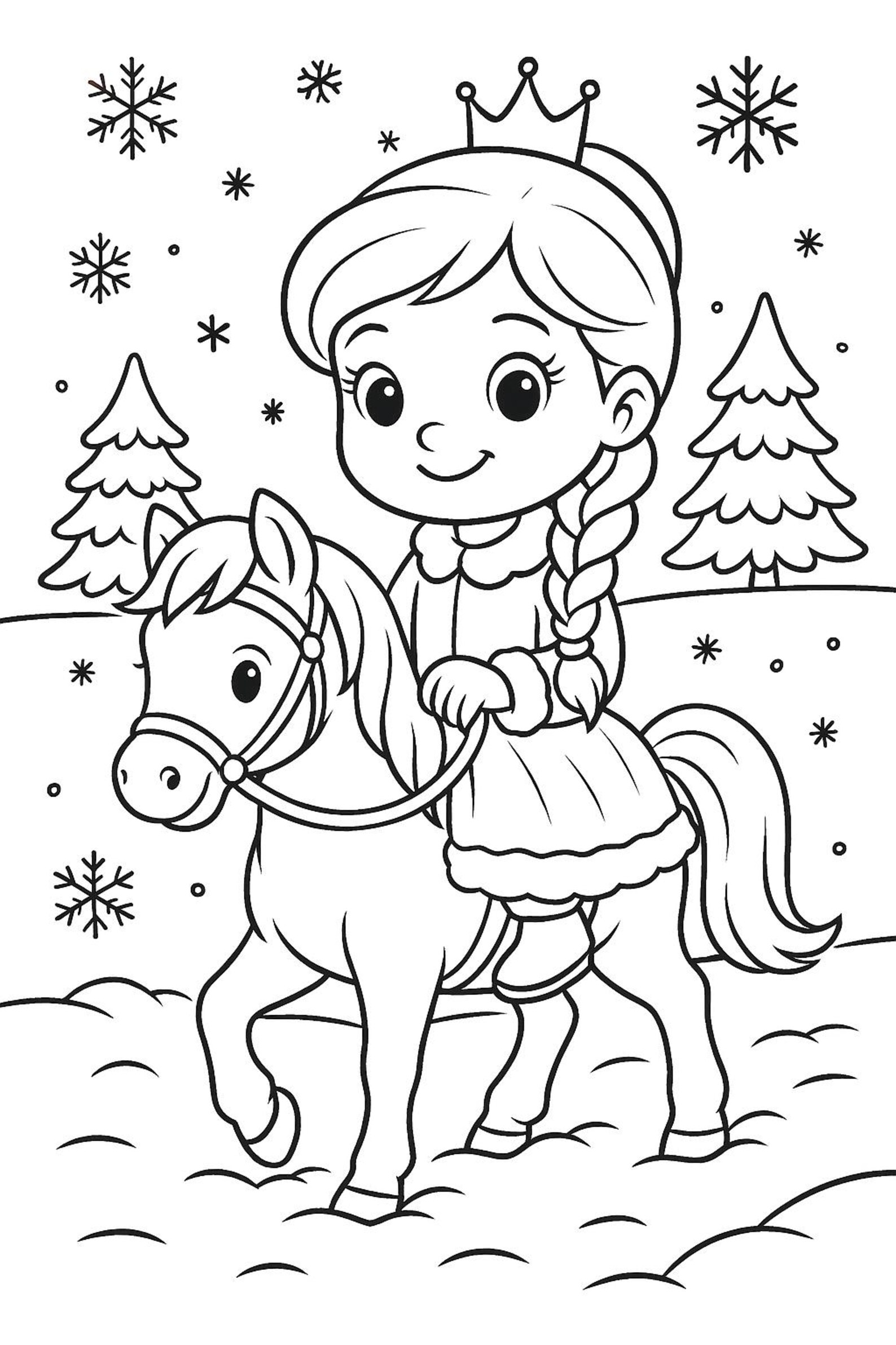 25 Winter Christmas Princess Coloring Pages for Kids / Xmas Princess ...