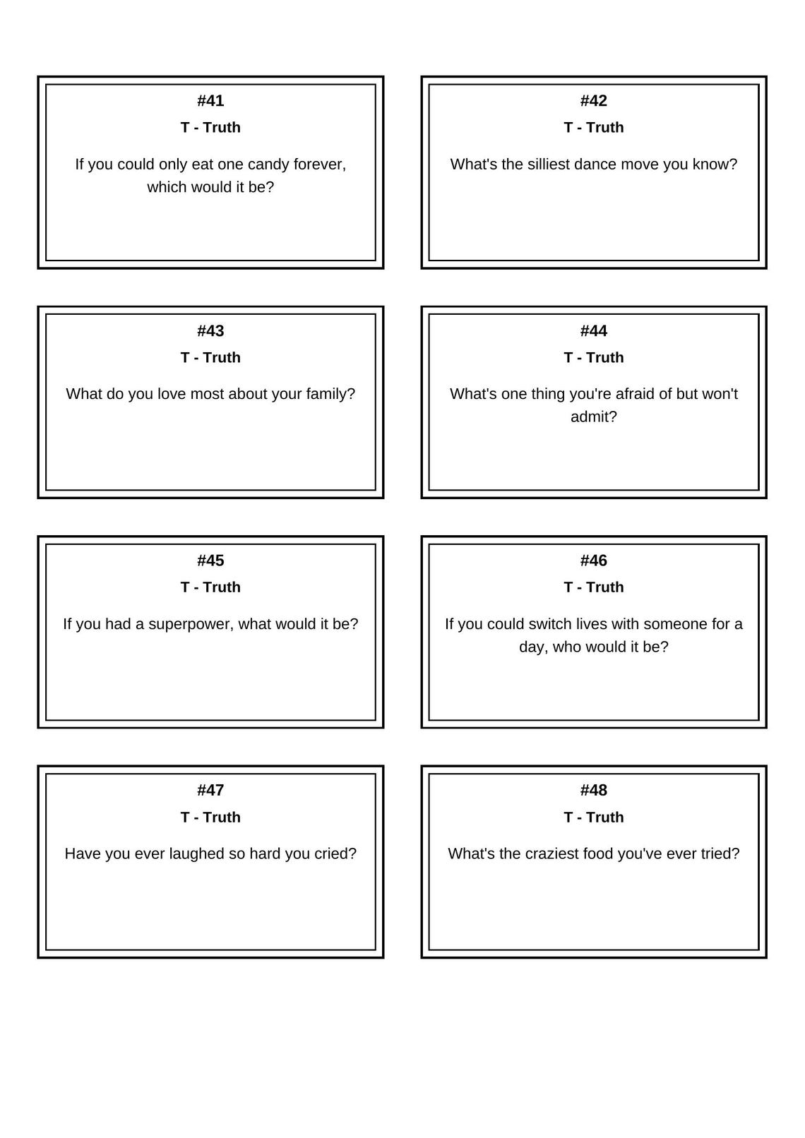 Printable Truth or Dare Game for Kids & Family | 100 Cards | Instant ...