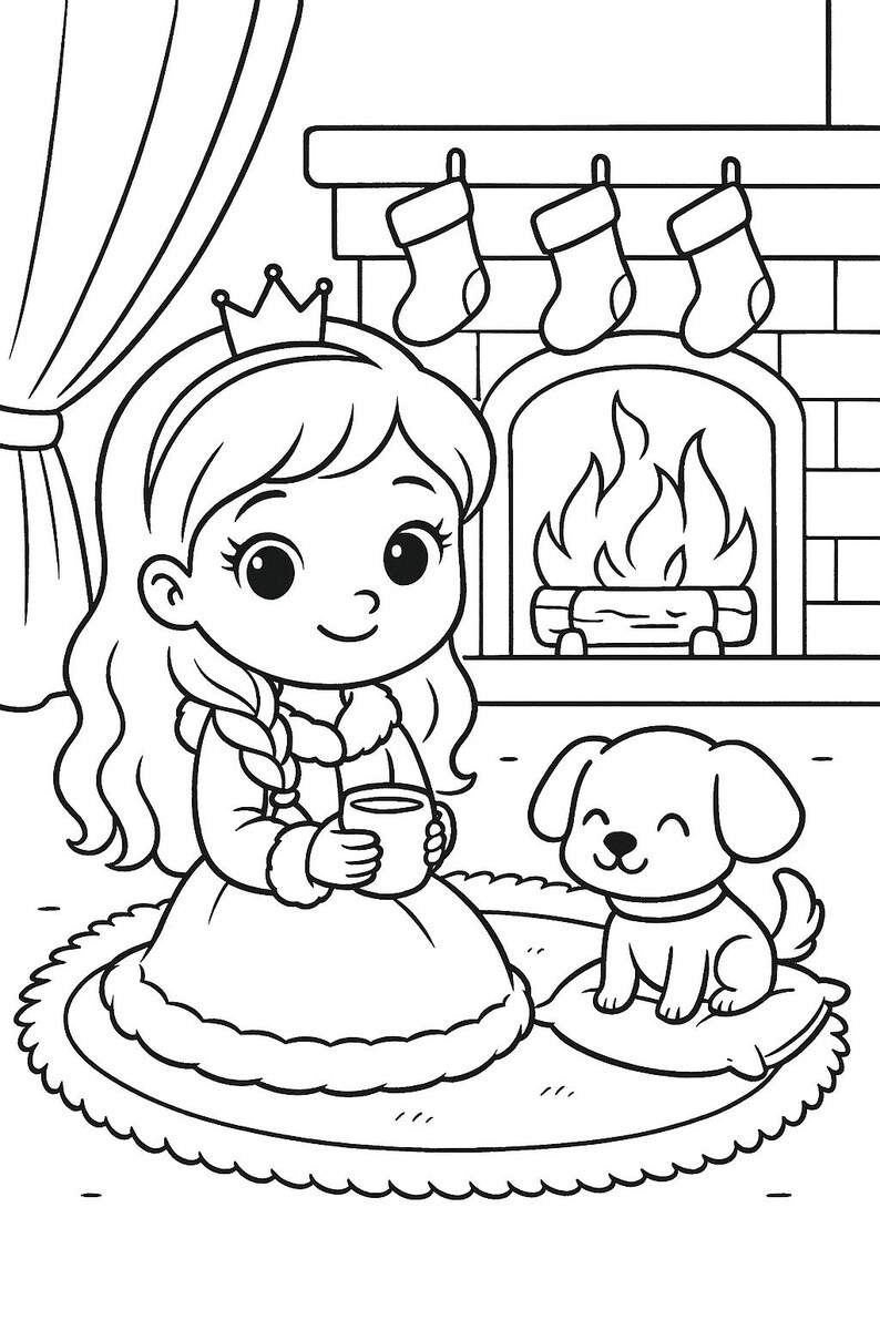 25 Winter Christmas Princess Coloring Pages for Kids / Xmas Princess ...