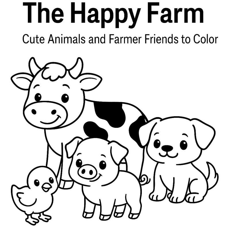 The Happy Farm – 21 Cute Printable Coloring Pages for Kids / Farm ...