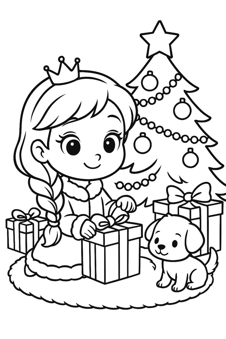 25 Winter Christmas Princess Coloring Pages for Kids / Xmas Princess ...