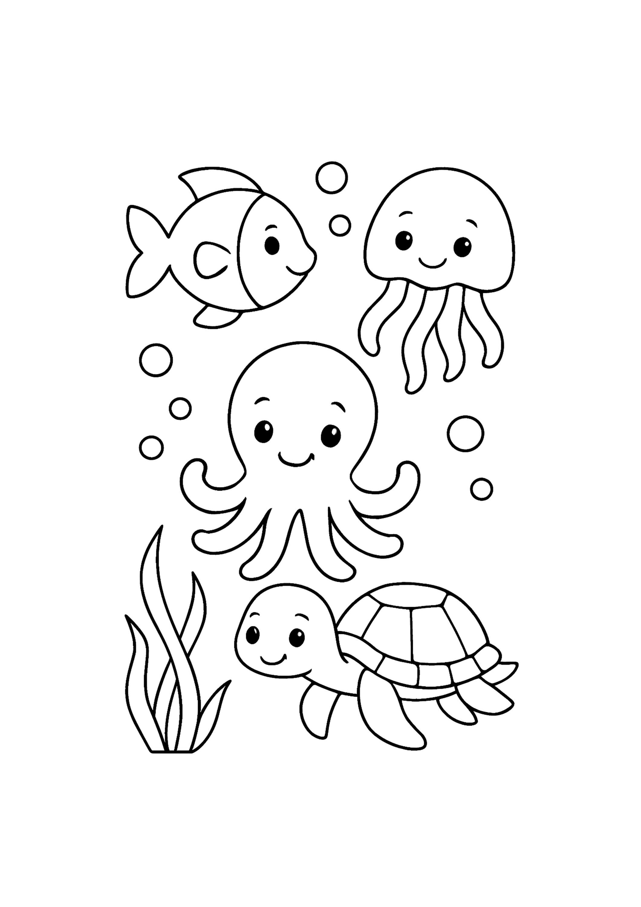 Ocean Animals Coloring Pages for Kids: Sea Adventure Printable (A4 PDF ...