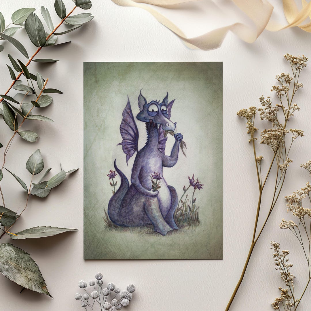 Art Print A5 Purple Dragon - Etsy