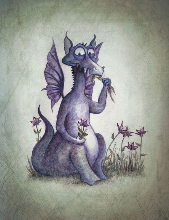 Art Print A5 Purple Dragon - Etsy