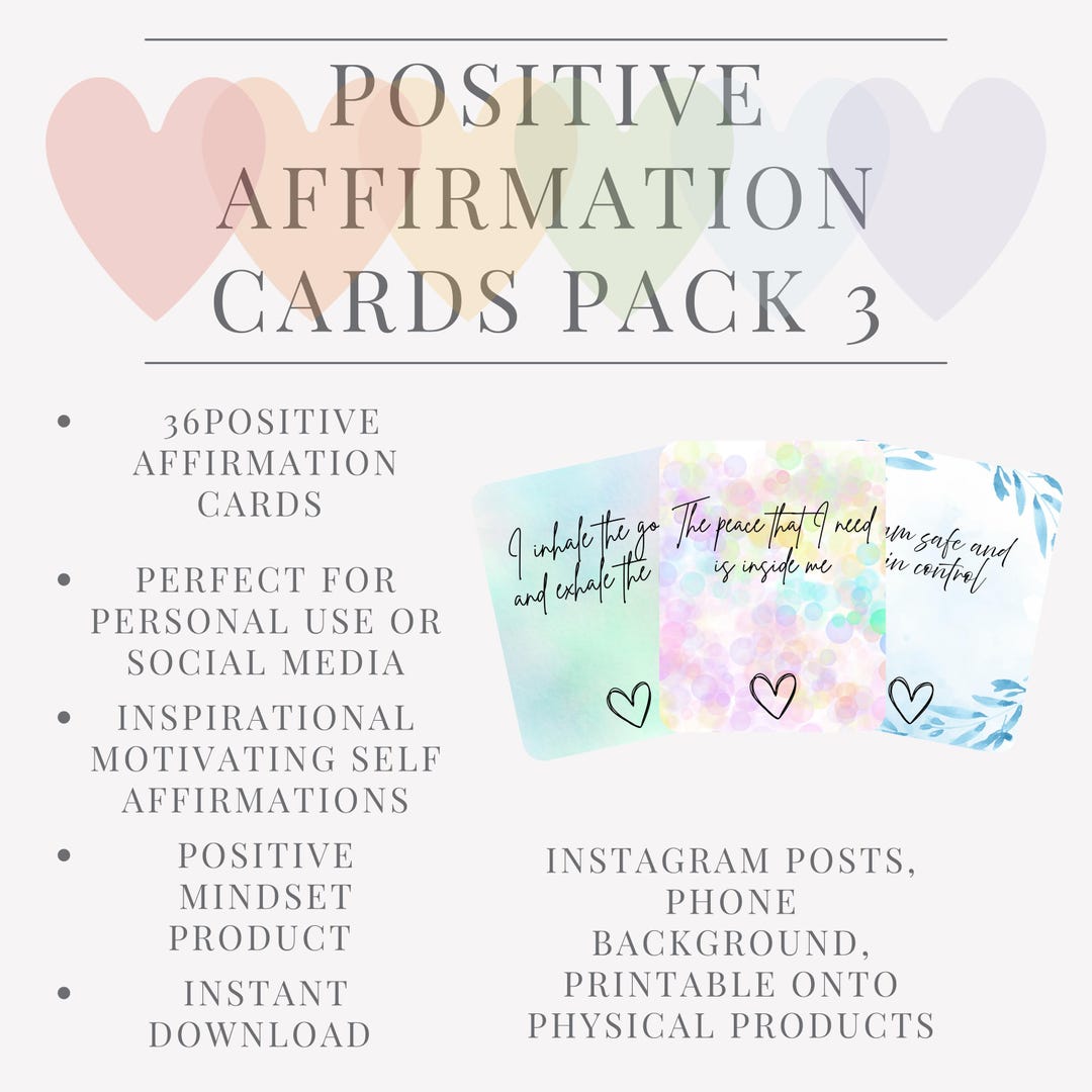 Affirmation Cards, Pack 3, Positive Quote Cards, Positive Affirmation ...