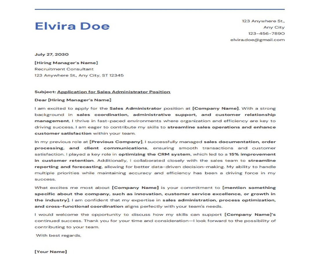 Editable Cover Letter Template for Job Applications - Etsy