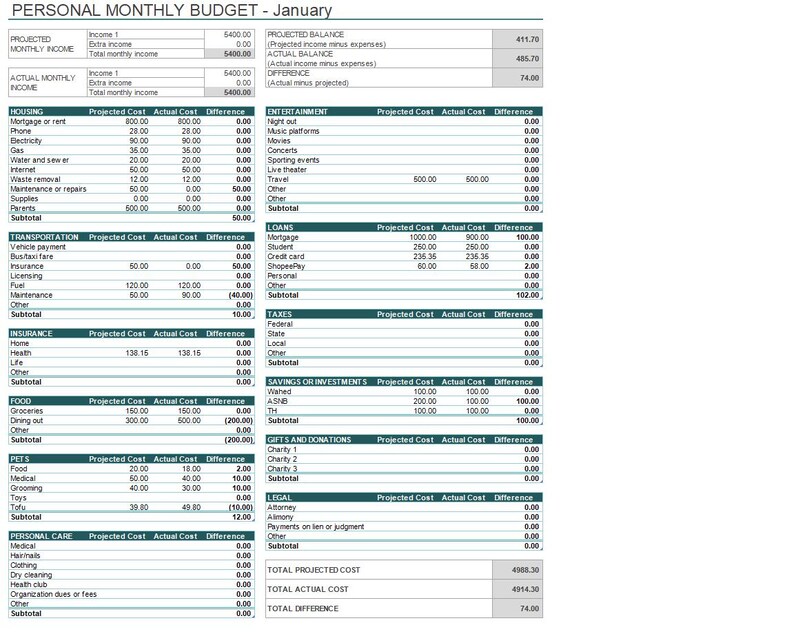 Personal Budget Template for Working Adults - Stay Financially Fierce ...