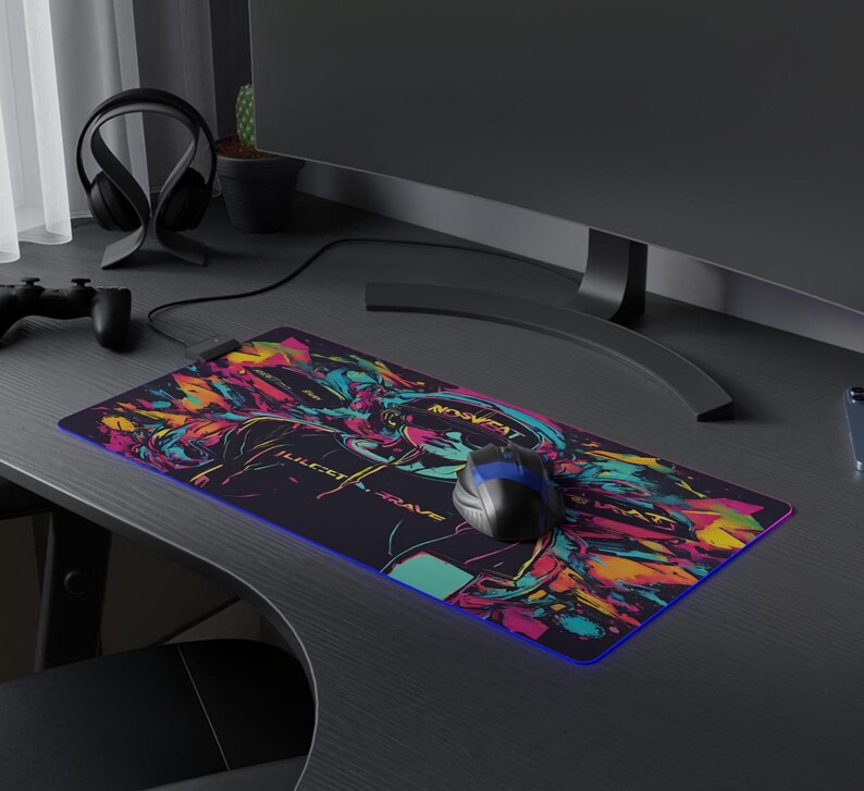 LED Gaming Mouse Pad, Dj Art Design, RGB Light-up Mouse Mat for Gamers ...
