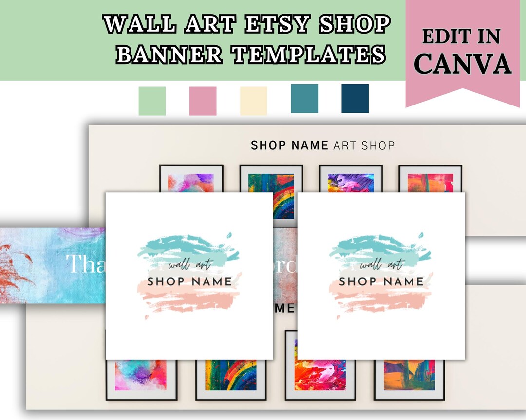 Customizable Wall Art Shop Banner Template - Modern, Editable Design ...