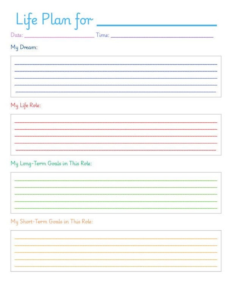 Printable Life Plan Template Goal Planner & Vision Board PDF Personal ...