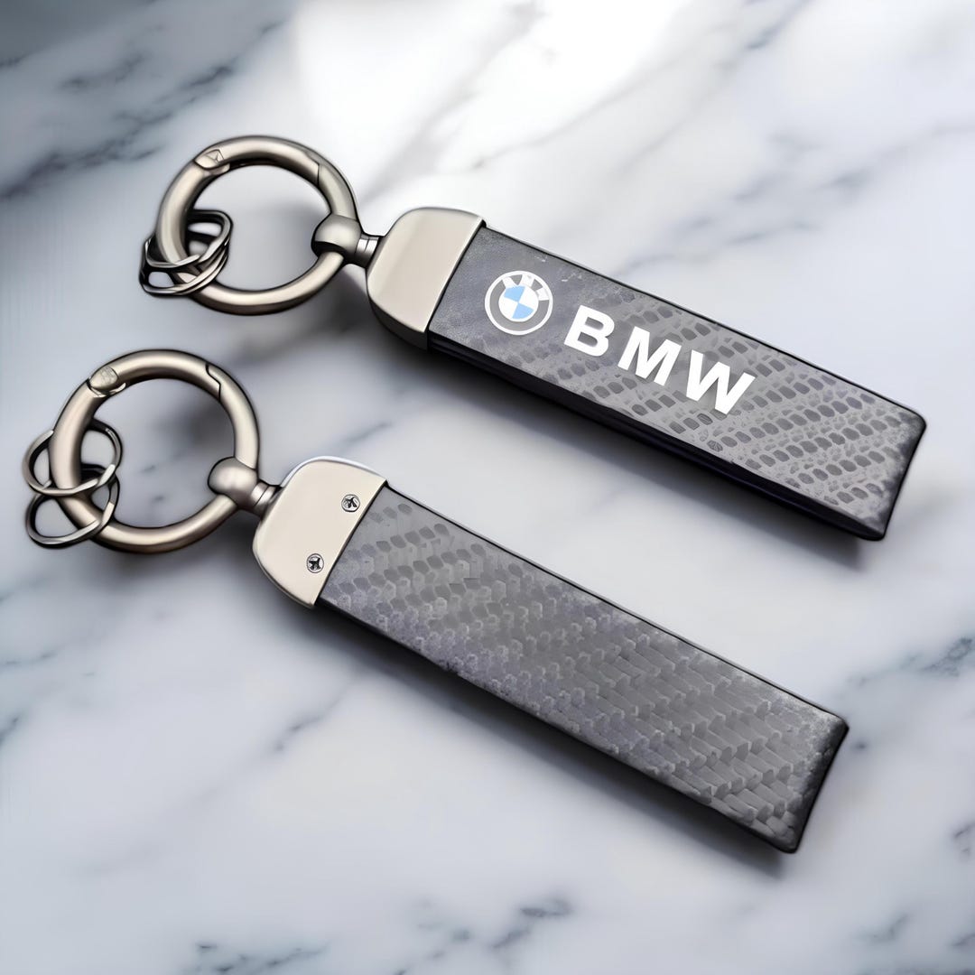 Carbon Leather Key Ring Logo Car Keychain for BMW E39 E46 E60 E90 E91 ...