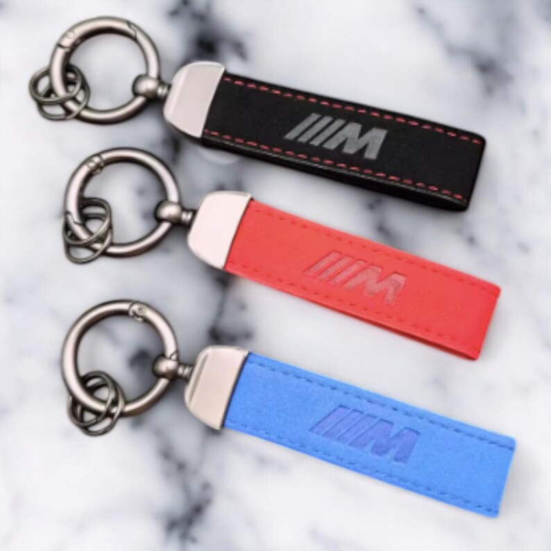 Suede Leather Car Logo Keyring BMW M Keychain Key Chain Ring for BMW M ...
