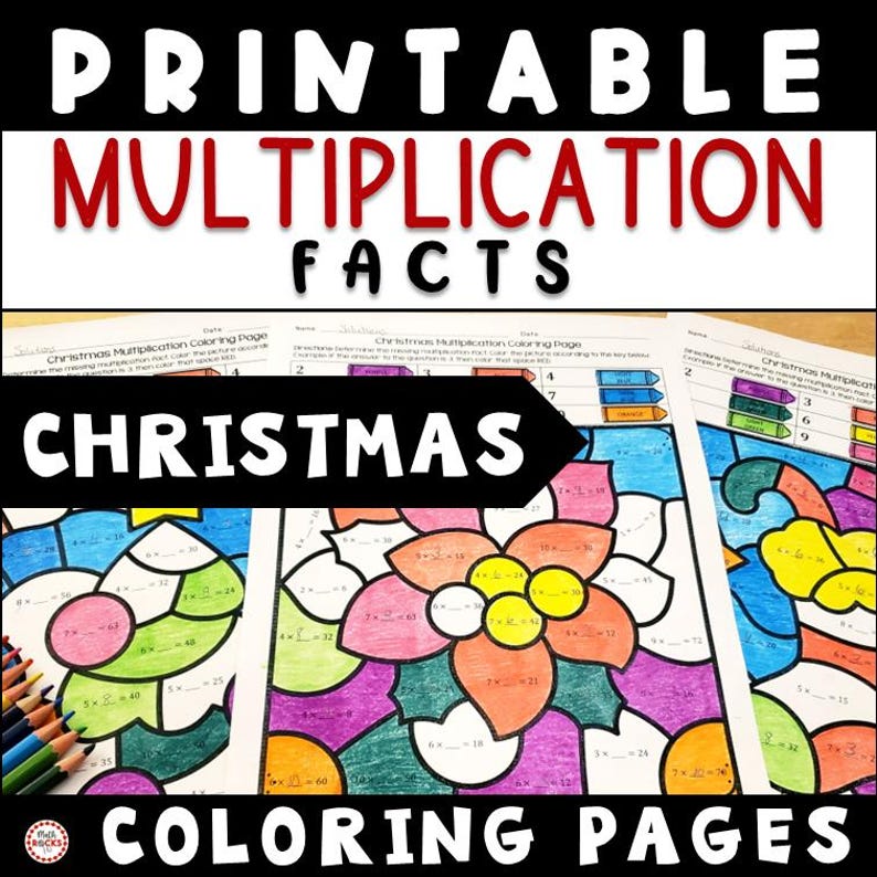 Christmas Multiplication Color by Number 3rd Grade Math Activity Fact ...