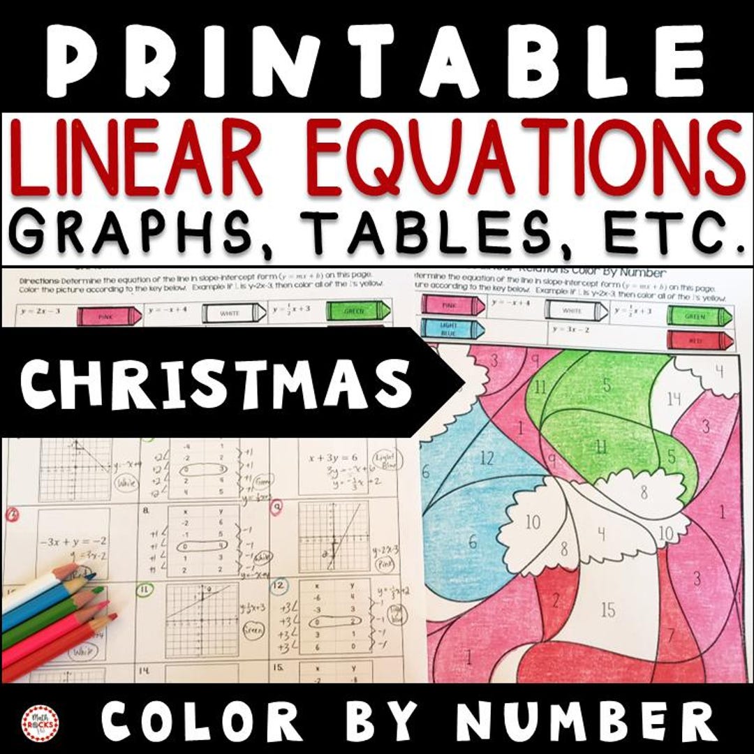 Christmas Linear Equations Graphs & Table of Values Coloring Activity ...