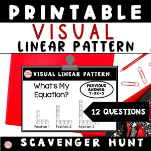 Linear Functions Activity Visual Pattern Algebra 1 Scavenger Hunt 8th ...