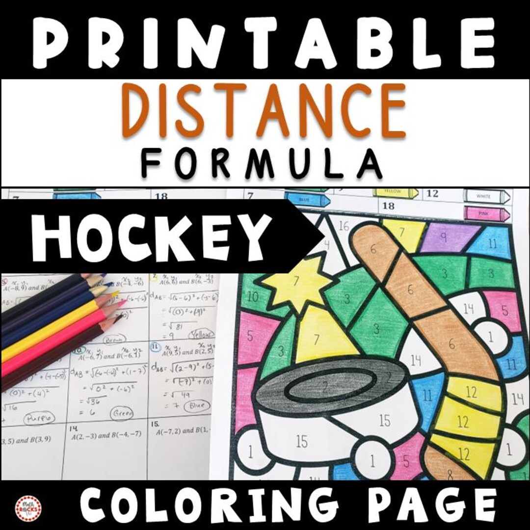 Hockey Distance Formula Color by Number Algebra 1 Math Activity 8th ...