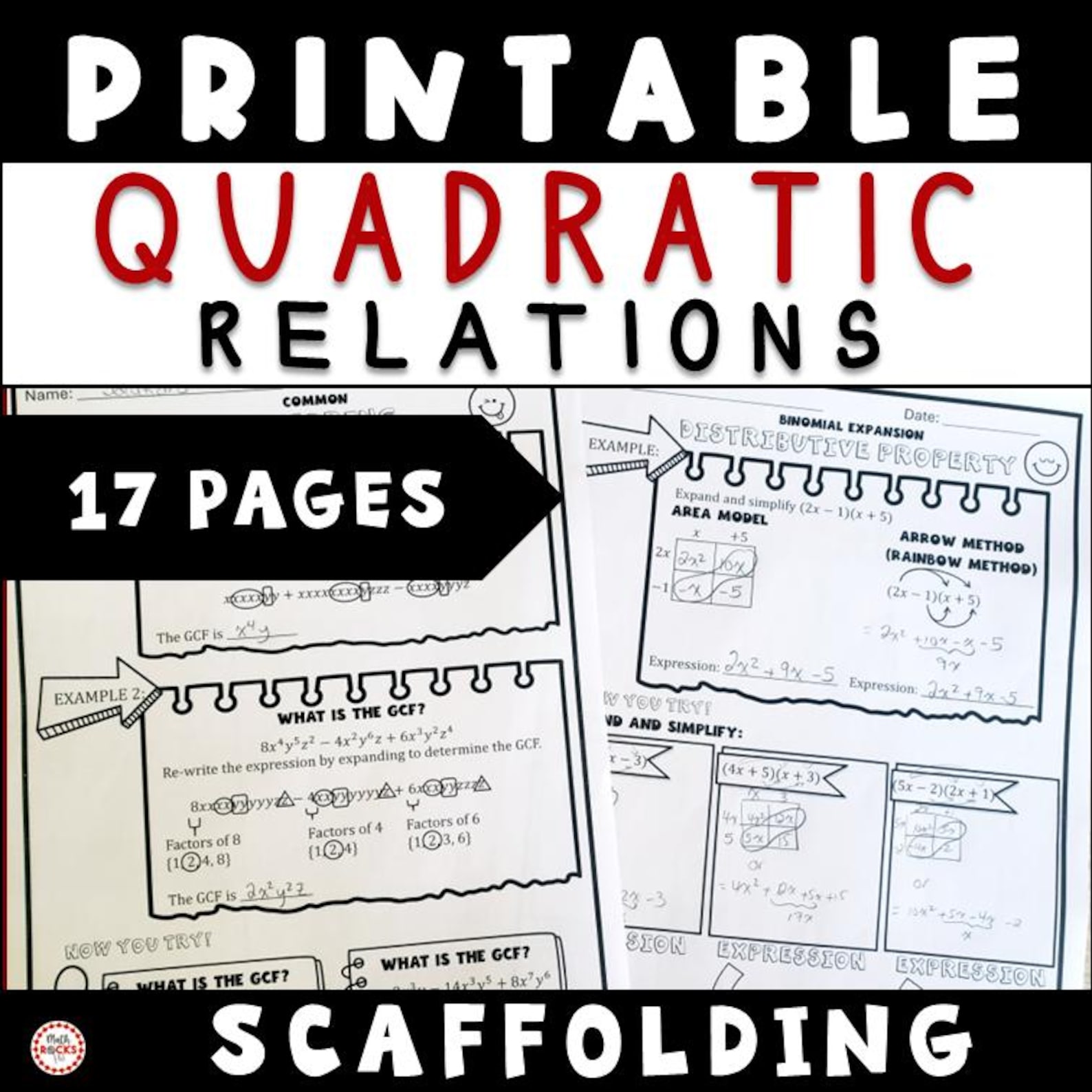 Introduction to Quadratic Functions Scaffolded Doodle Notes Worksheets ...