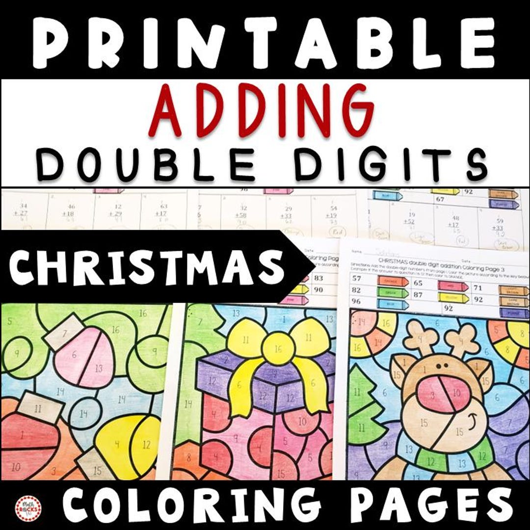 Color by Number Double Digit Addition Christmas Activity 2nd Grade Math ...