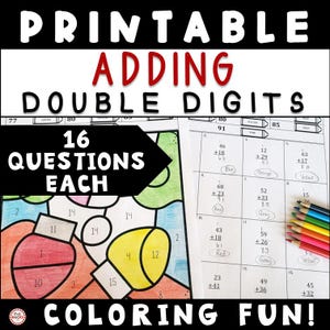 Color by Number Double Digit Addition Christmas Activity 2nd Grade Math ...