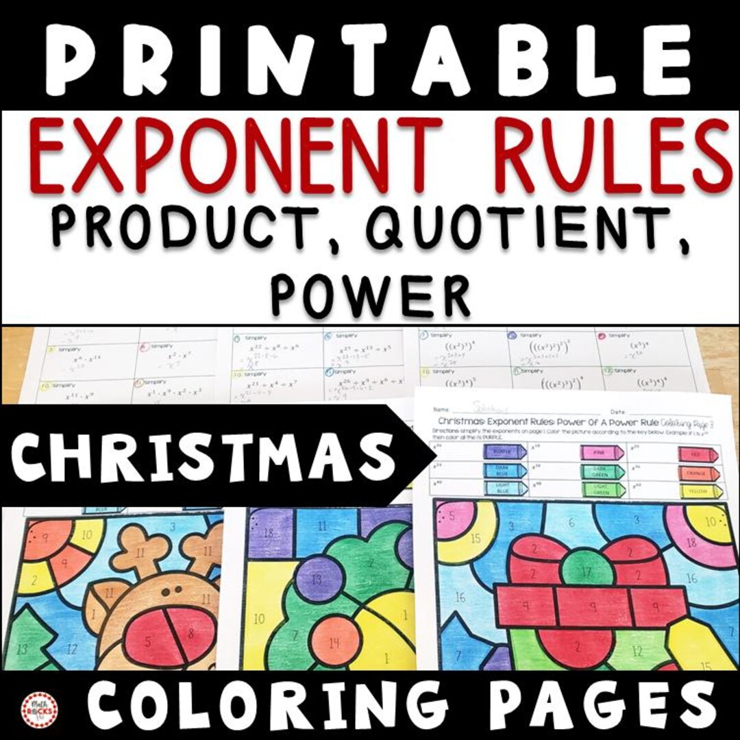 Christmas Exponent Rules Product Quotient & Power of A Power Rule ...