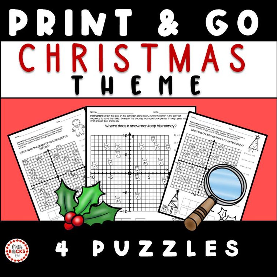 Graphing Linear Equations Christmas Math Puzzle Activity Worksheet 8th ...