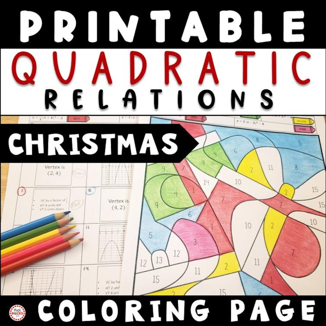 Christmas Quadratic Functions Vertex Form Color by Number Algebra 1 ...