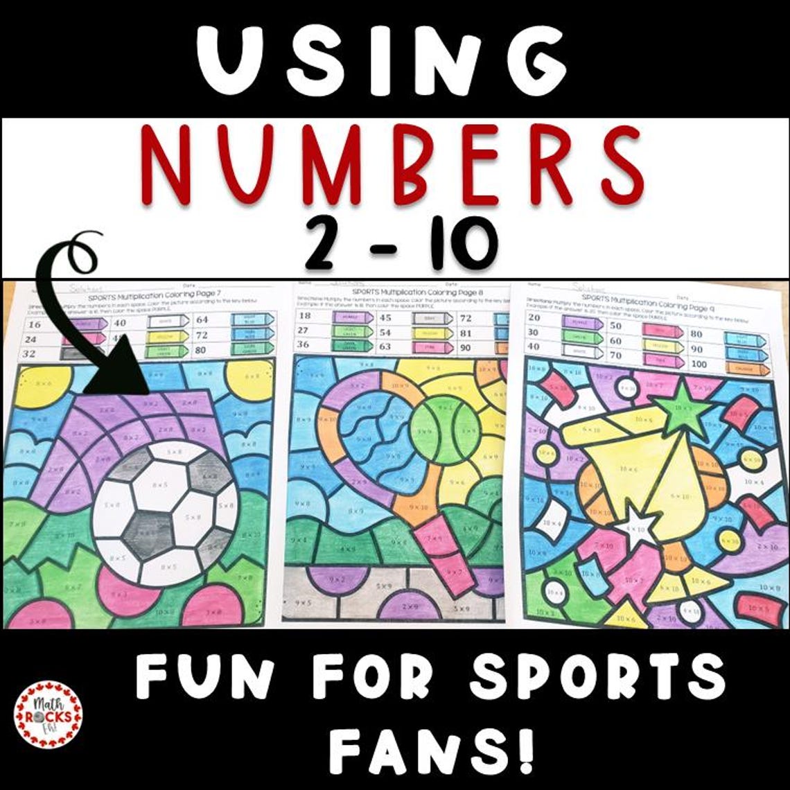 Basketball Football Sport Multiplication Color by Number 3rd Grade Math ...