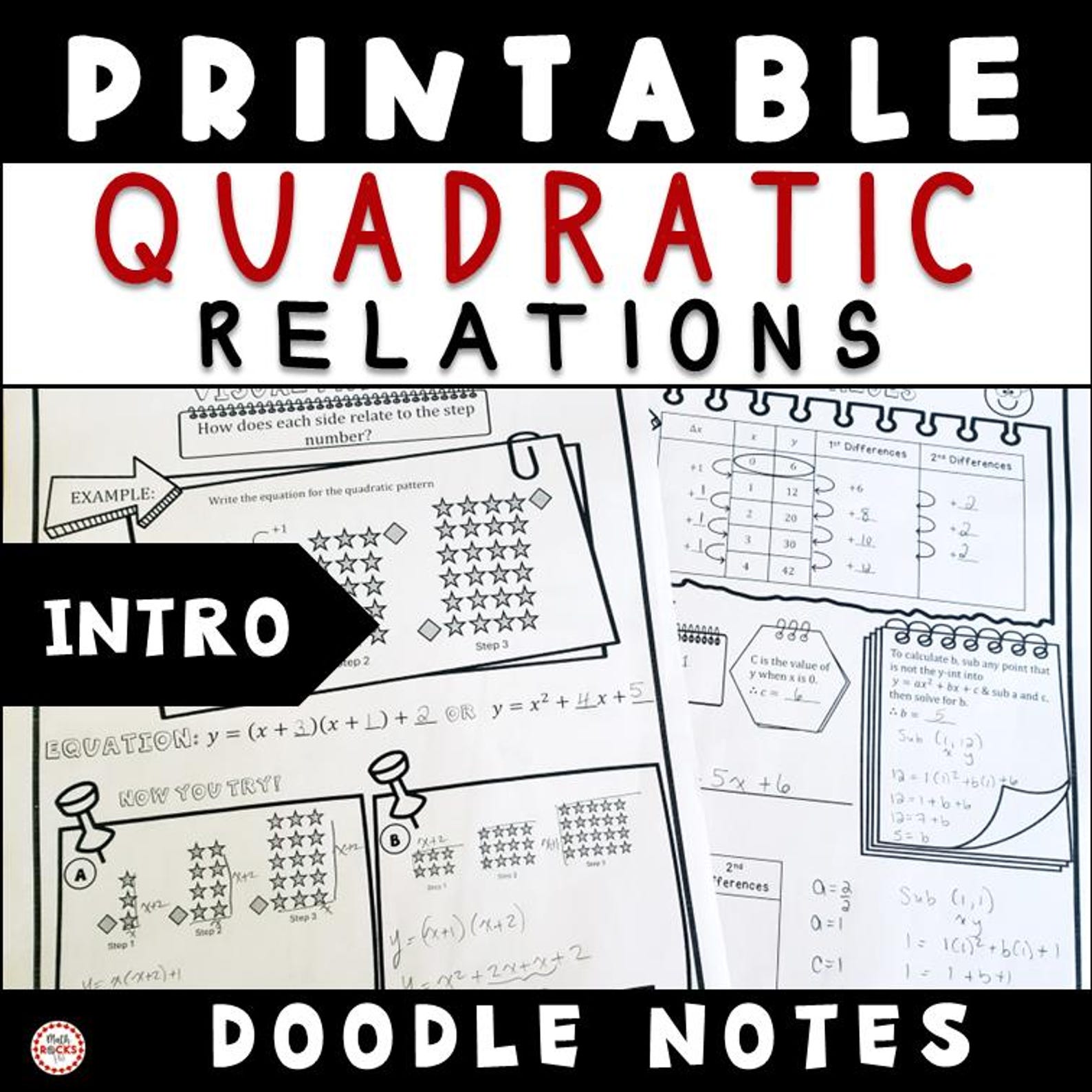 Introduction to Quadratic Functions Scaffolded Doodle Notes Worksheets ...