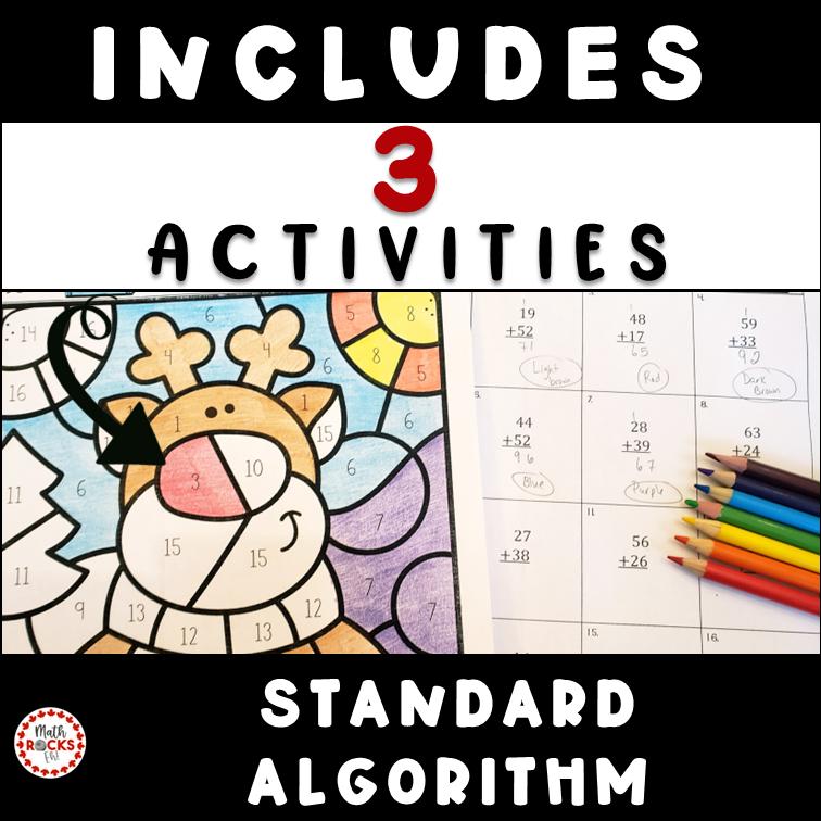 Color by Number Double Digit Addition Christmas Activity 2nd Grade Math ...