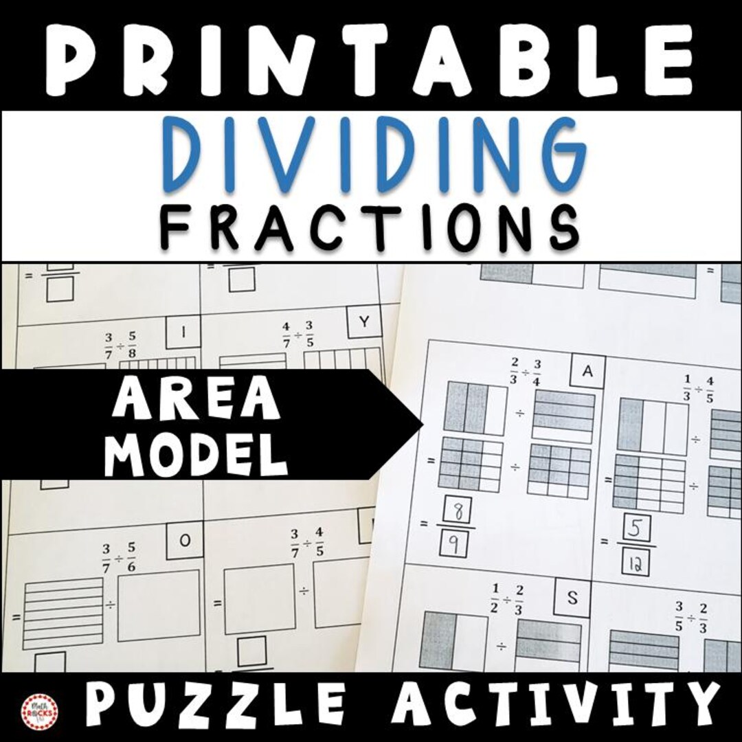Dividing Fractions Visual Area Model Fractions 6th Grade Printable ...