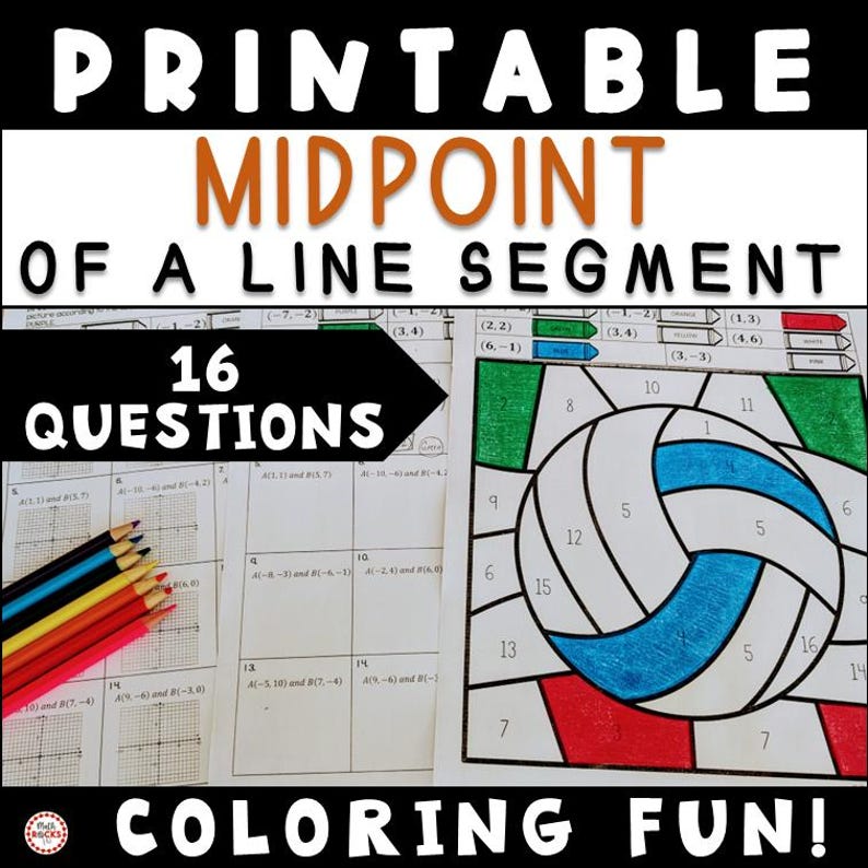 Volleyball Midpoint Formula Color by Number Algebra 1 Math Activity 8th ...