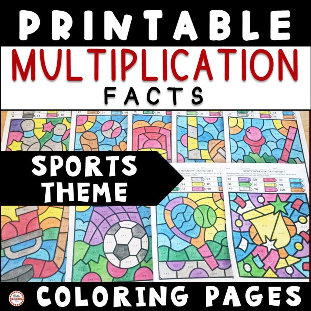 Basketball Football Sport Multiplication Color by Number 3rd Grade Math ...
