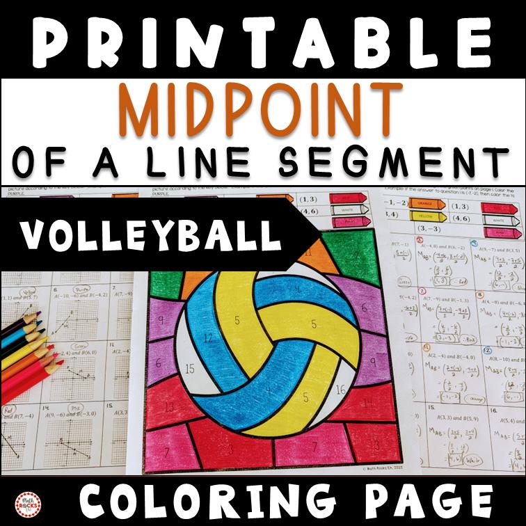 Volleyball Midpoint Formula Color by Number Algebra 1 Math Activity 8th ...