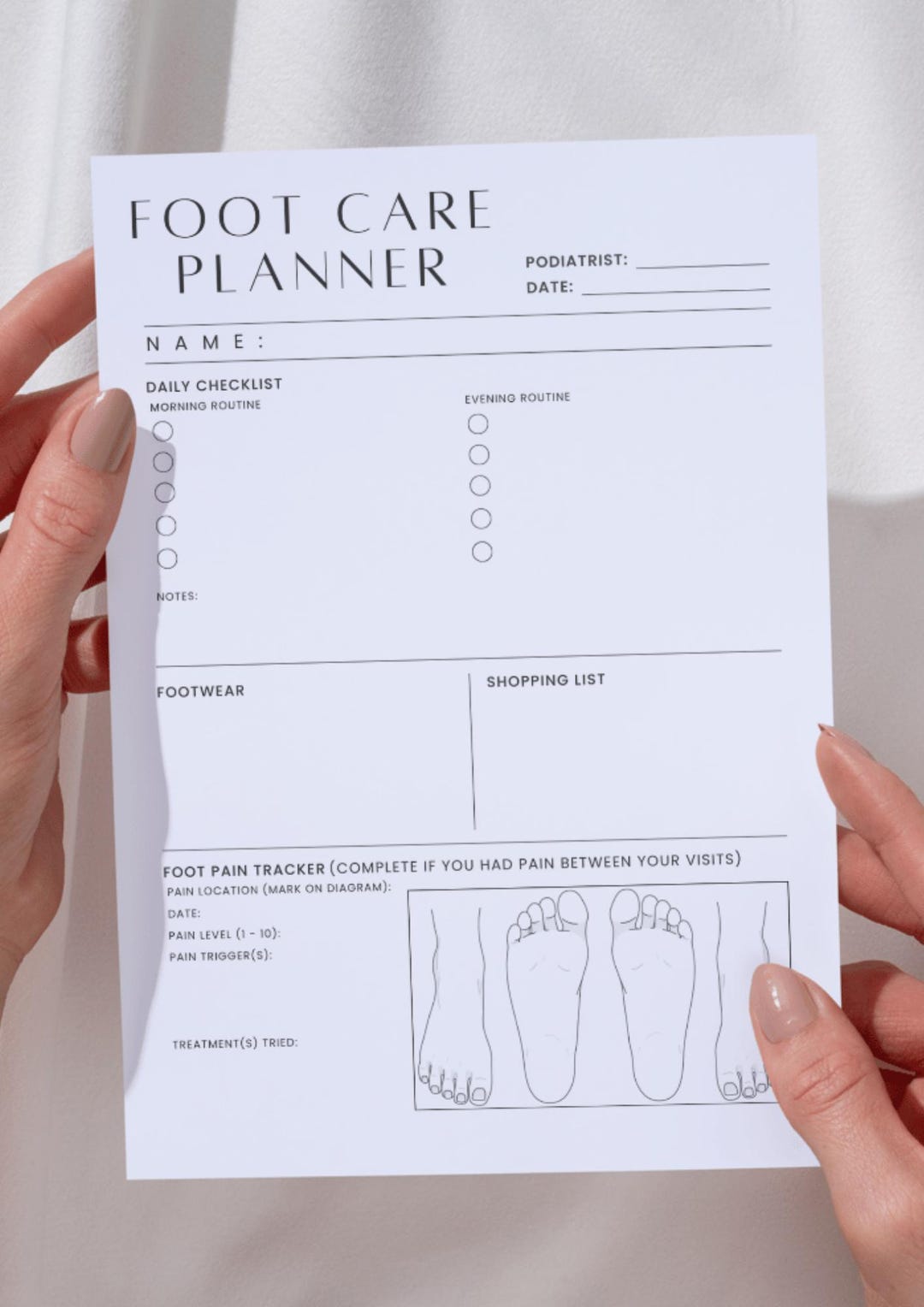 Foot Care Planner | Foot Care Tracker | Podiatry | Chiropody | Medical ...