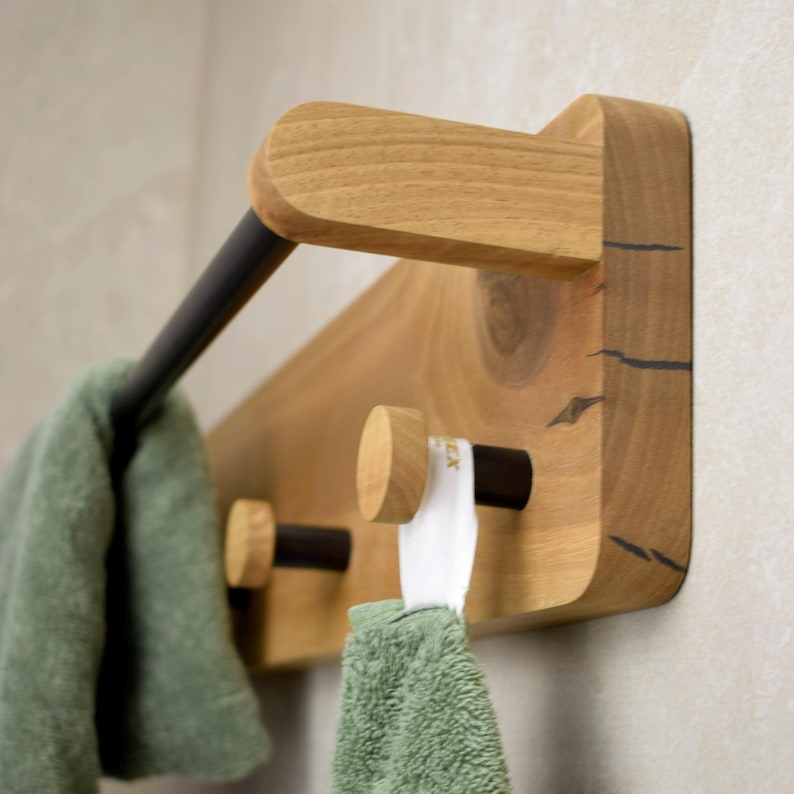 Wall Mounted Towel Holder,wood Towel Rack,walnut Towel Hanger,bathroom ...
