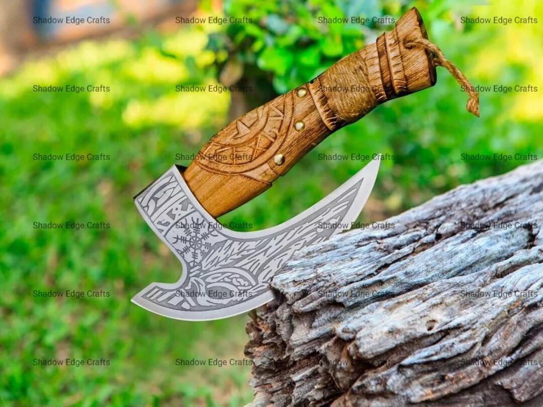 Viking Pizza Cutter Axe - Handmade Carbon Steel Blade Axe Pizza Cutter ...