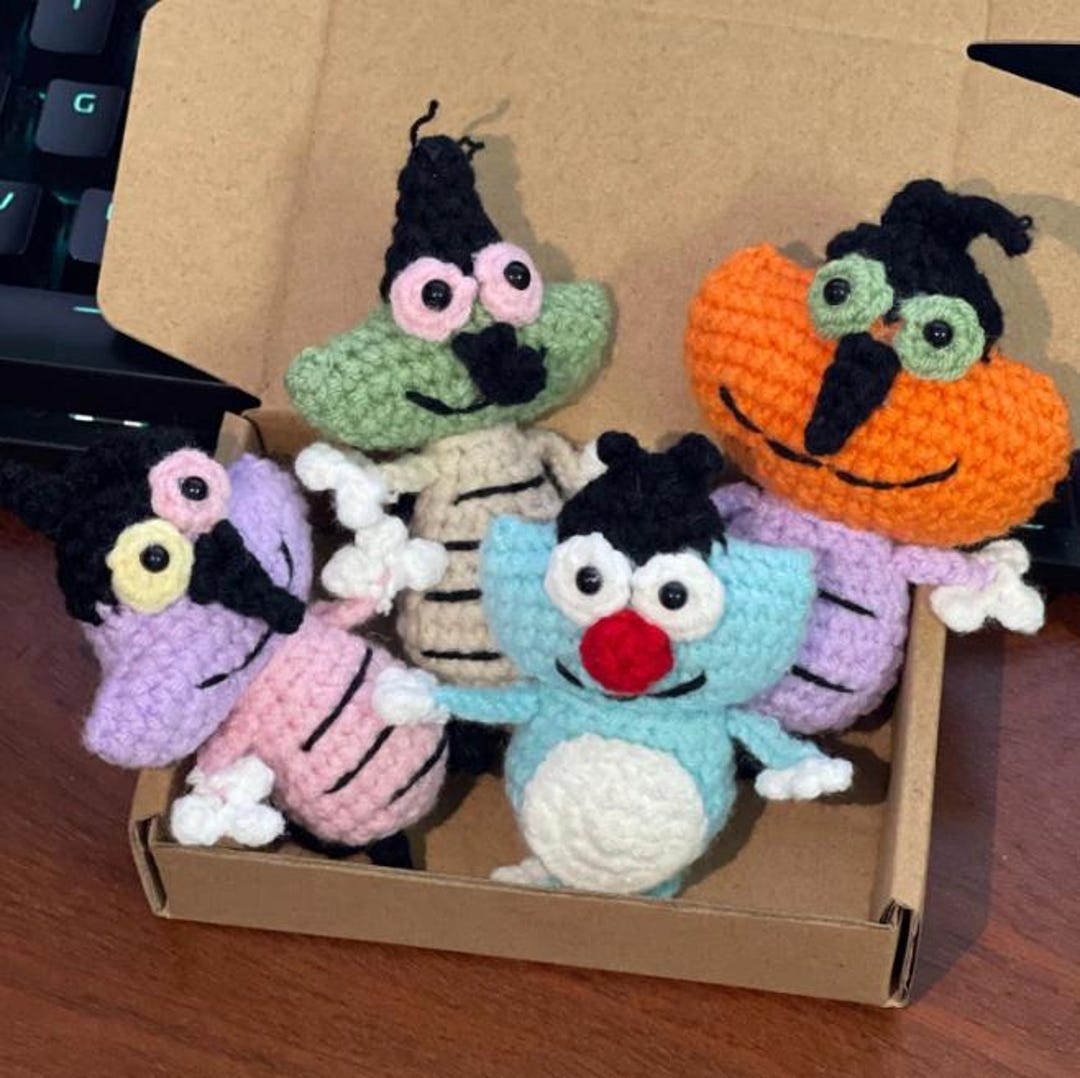 Oggy and the Cockroaches Crochet Keychain Handmade Fun Mini Plush - Etsy