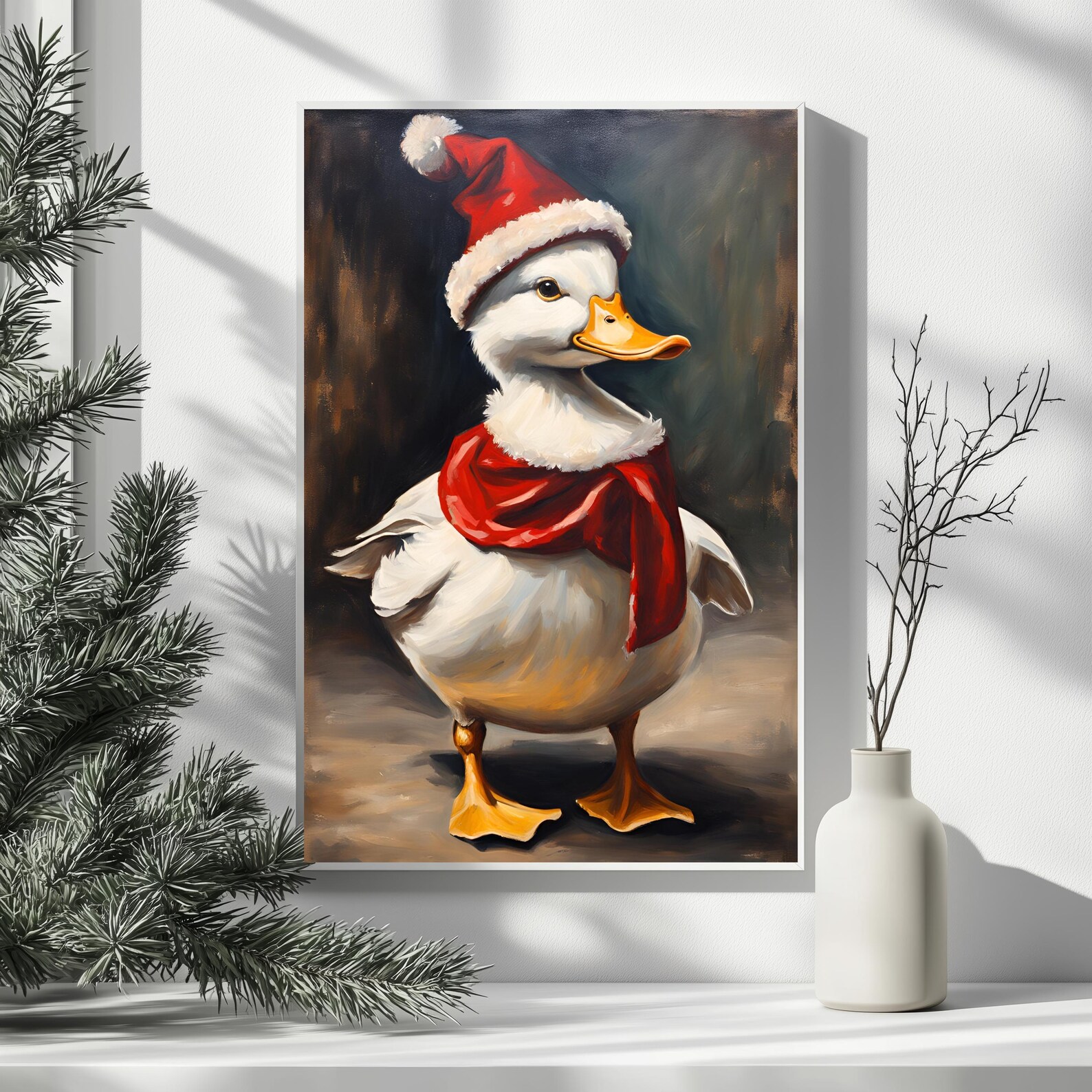 Santa Claus Duck Wall Art, Christmas Duck Print, Vintage Duck Poster ...