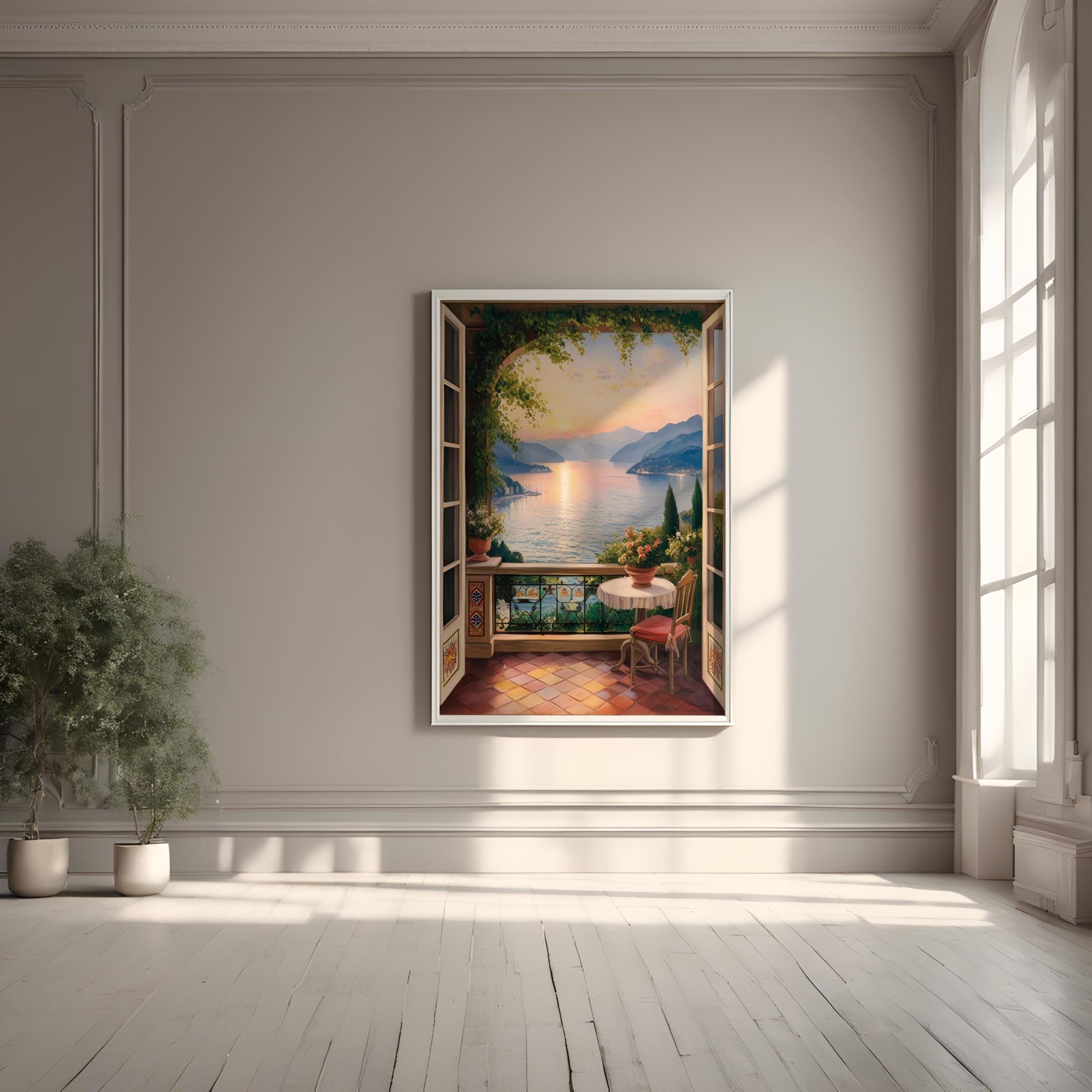 Opened Window With Como Lake View Wall Decor, Italy Como Scenic Window ...