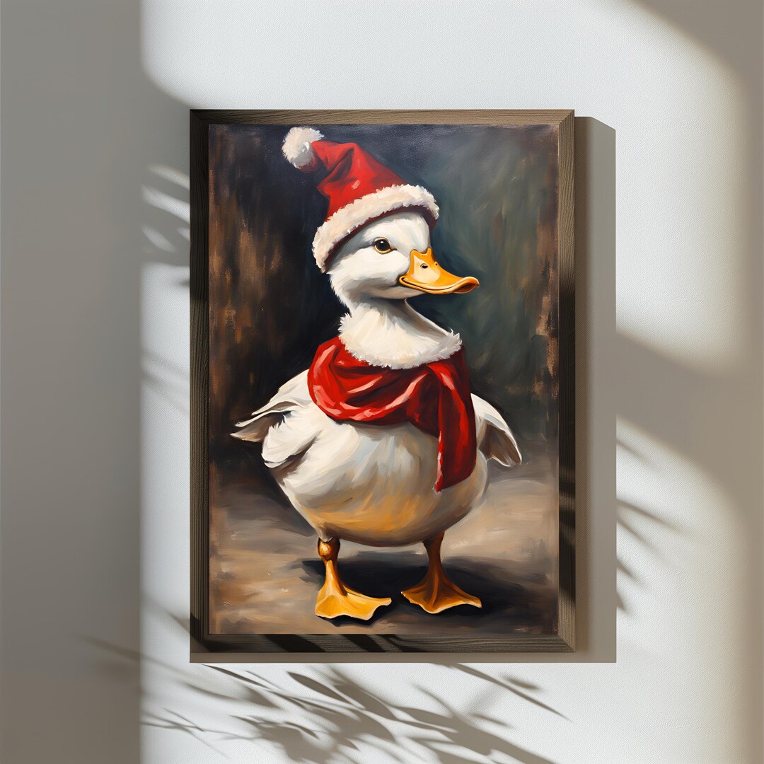 Santa Claus Duck Wall Art, Christmas Duck Print, Vintage Duck Poster ...