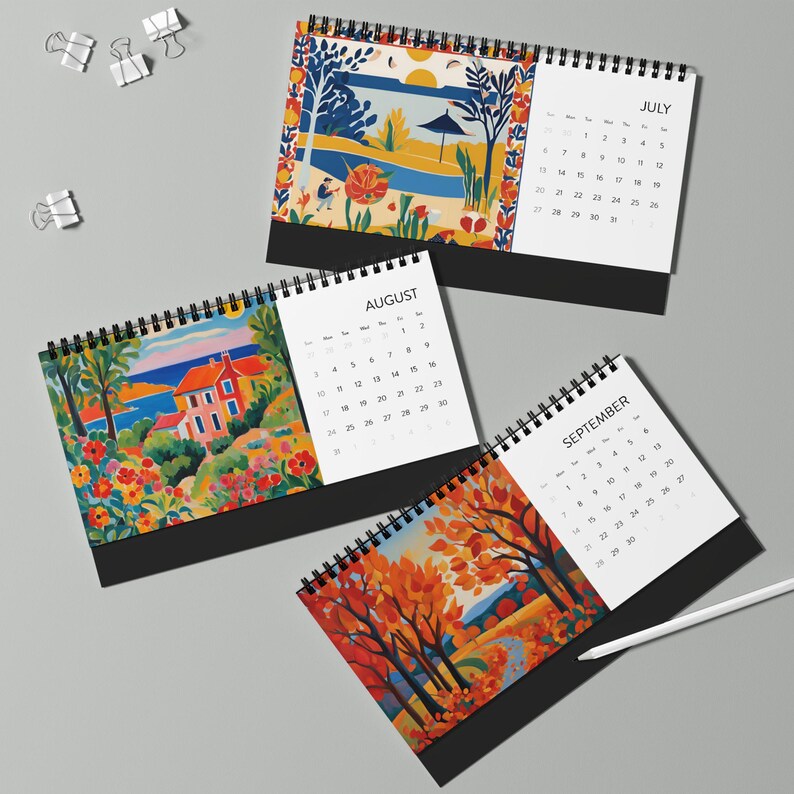 Desktop Calendar, Matisse Style 2025 Grid, Planner for Office, Home ...