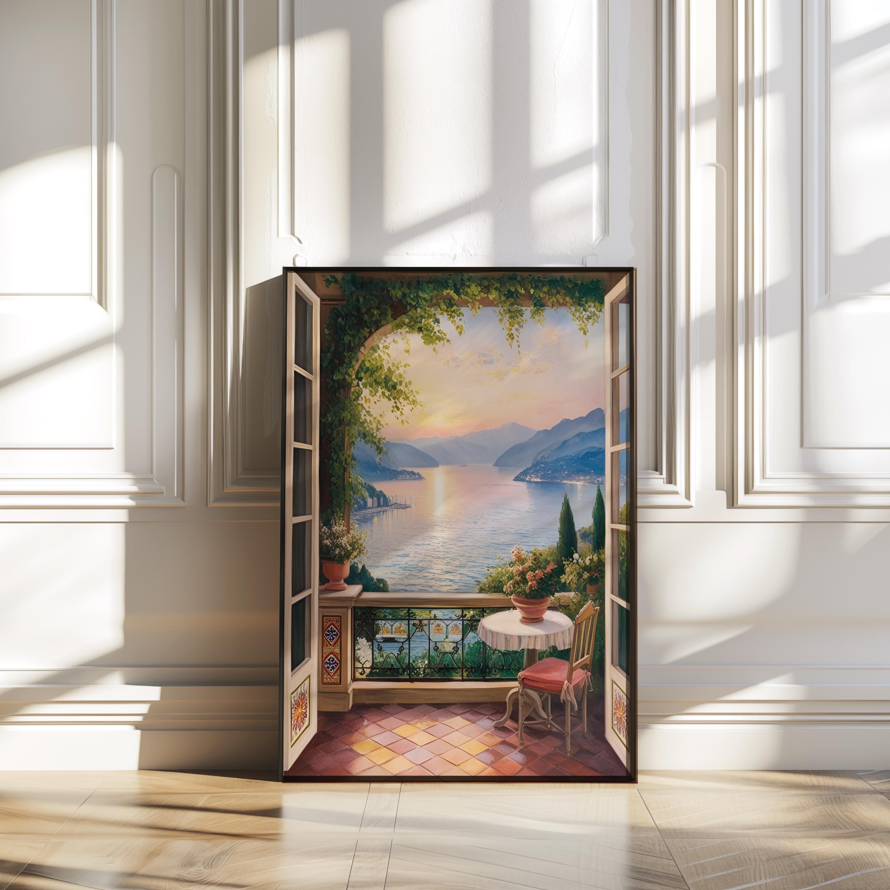 Opened Window With Como Lake View Wall Decor, Italy Como Scenic Window ...
