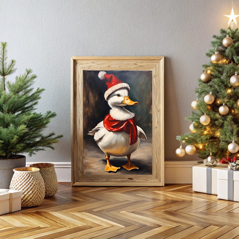 Santa Claus Duck Wall Art, Christmas Duck Print, Vintage Duck Poster ...