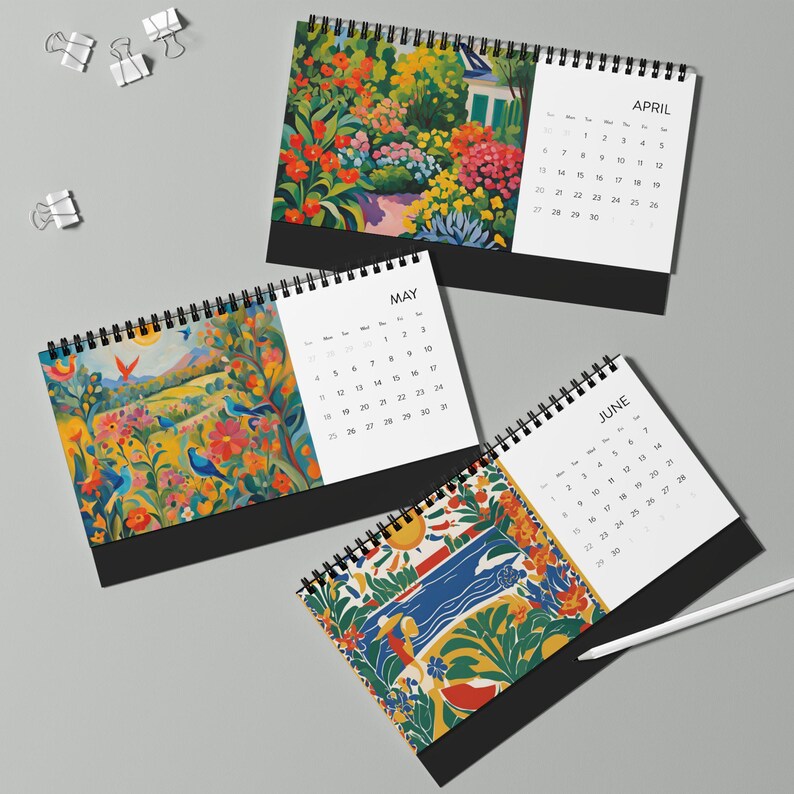 Desktop Calendar, Matisse Style 2025 Grid, Planner for Office, Home ...