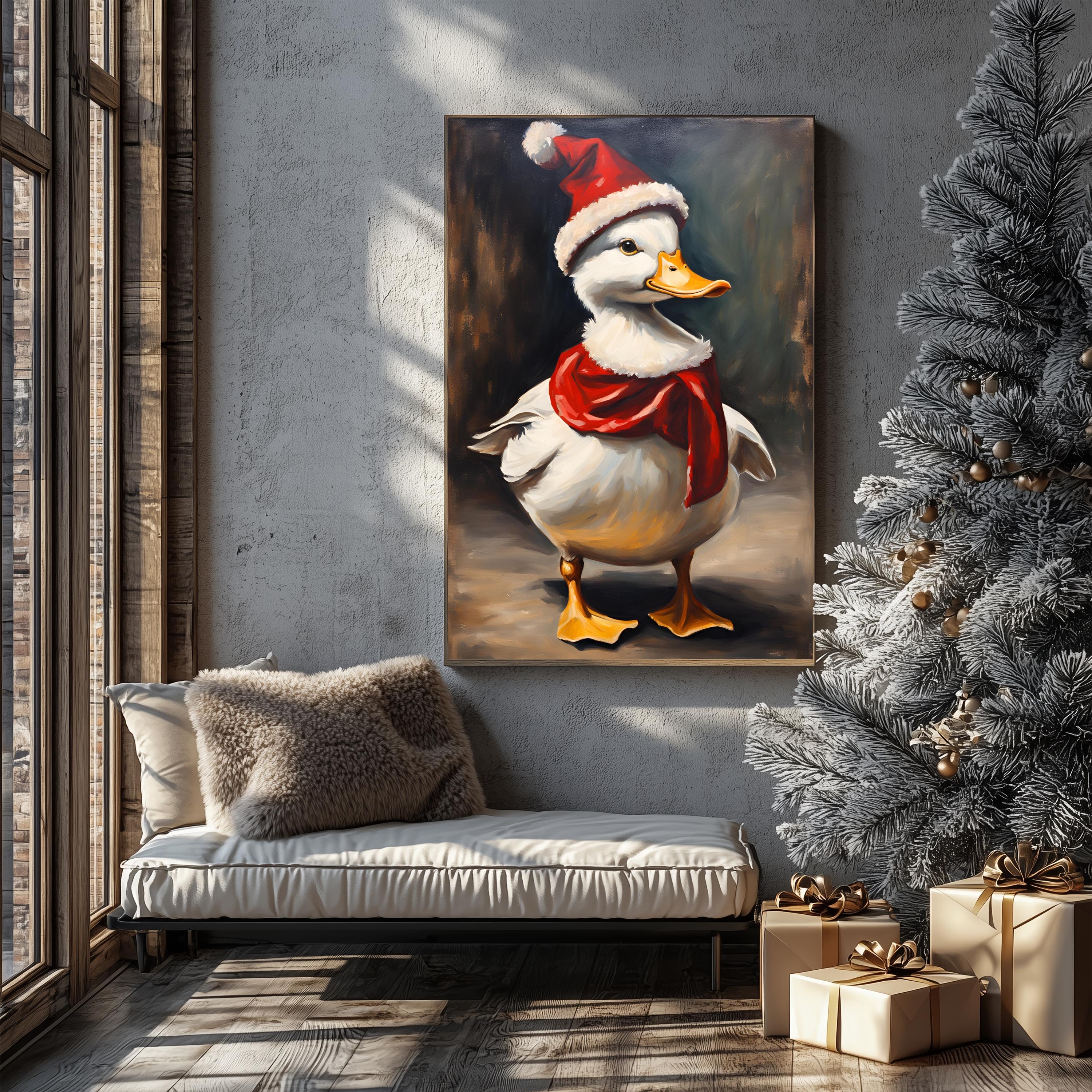 Santa Claus Duck Wall Art, Christmas Duck Print, Vintage Duck Poster ...