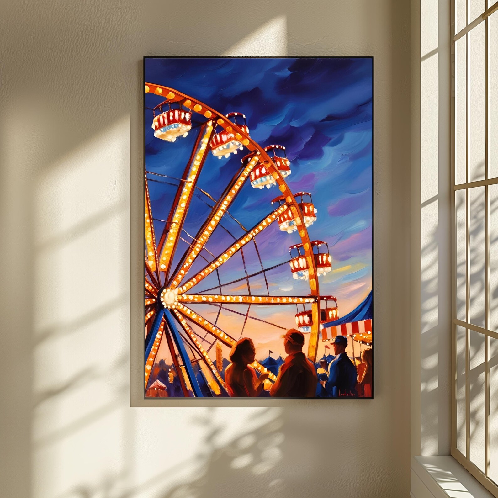 Lighted-up Pastel Ferris Wheel Wall Art, Vintage Ferris Wheel Decor ...
