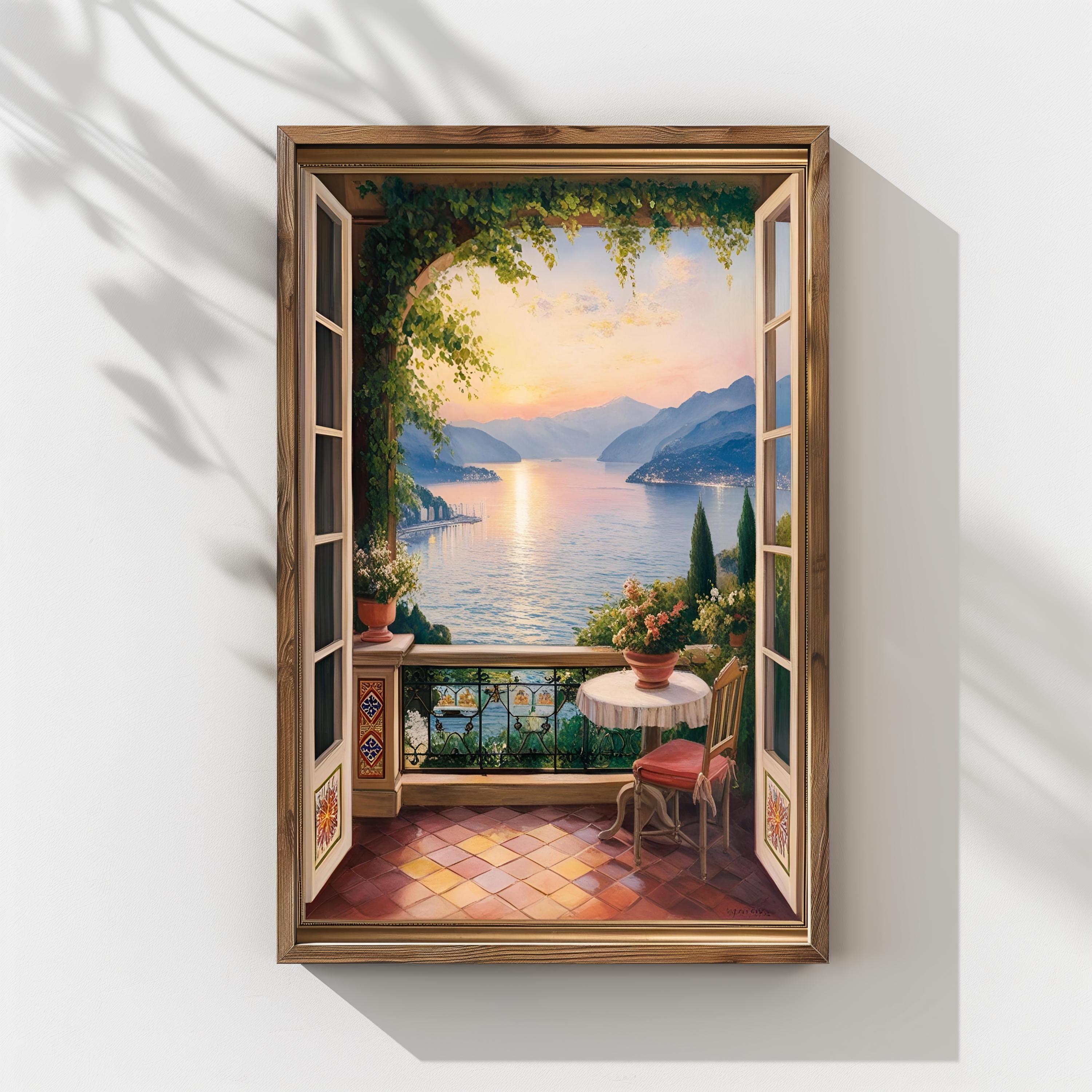 Opened Window With Como Lake View Wall Decor, Italy Como Scenic Window ...