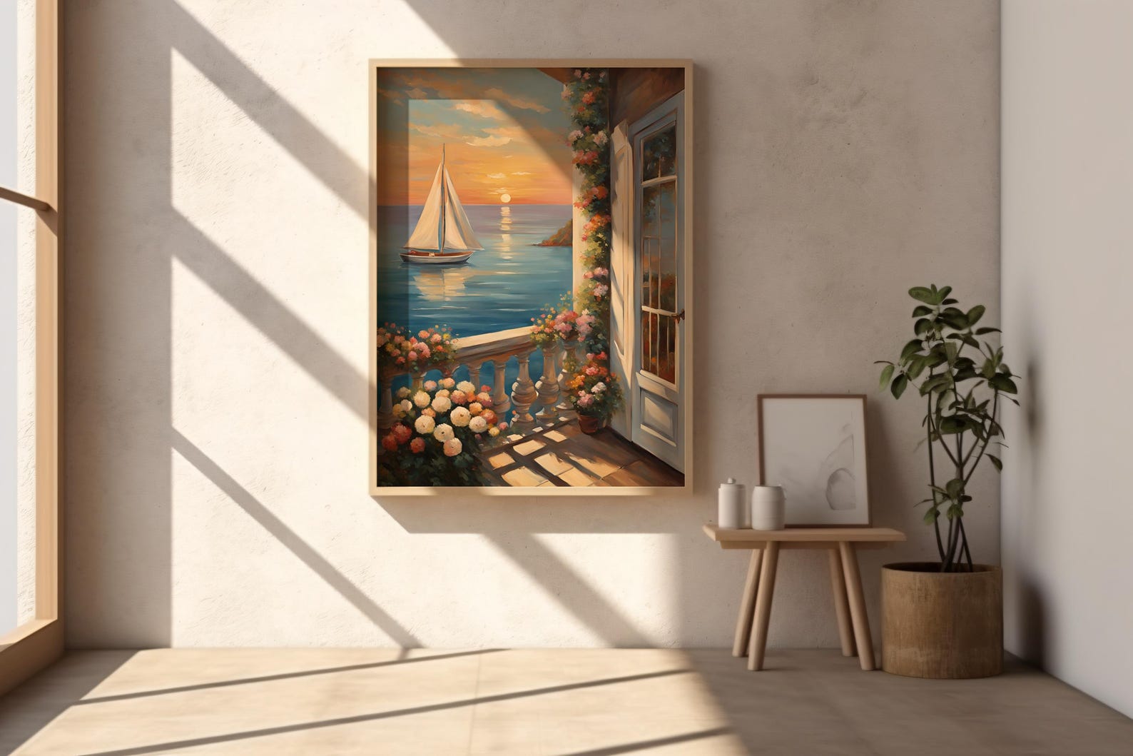 Mediterranean Coastal Balcony Ocean View Wall Art, Sea View, Sailing ...